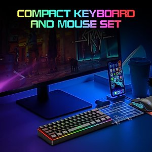 SELORSS Gaming RGB Wired Keyboard and Mouse Combo - USB Gaming Keyboard Compact 61 Keys RGB LED Backlit & Gaming Mouse 6400 DPI - Wired Switch Contoller for Nintendo,Windows PC Gamers,PS4-4 in 1