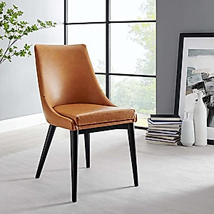 Modway Viscount Vegan Leather Dining Chair Set of 2, Tan