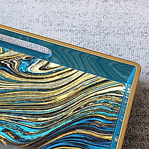 Spsyrine Serving Tray, Marble Decorative Tray Plastic Rectangular Coffee Table Tray for Living Room, Storage, Kitchen, Ottoman, Bathroom Decor. 15.6” X 10.2" LJRE