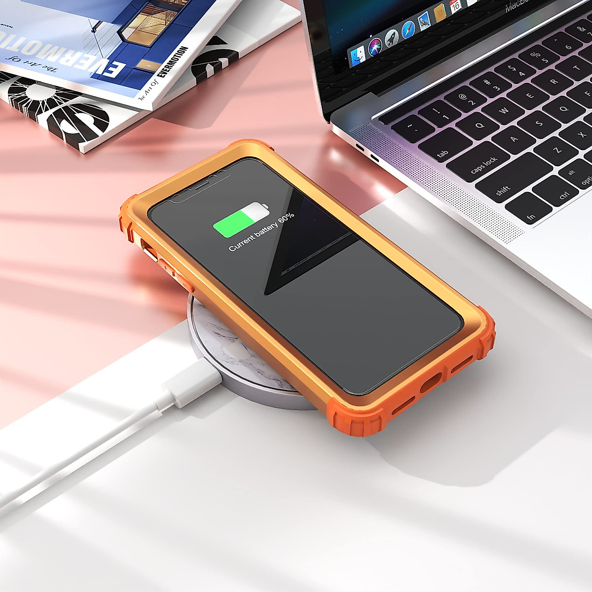 IDweel for iPhone XR Case, Case for iPhone XR Case with Screen Protector,3 in 1 Shockproof Slim Fit Hybrid Heavy Duty Hard PC Cover Soft Silicone Bumper Full Body Case,Sundial Yellow/Orange