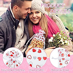 50 Pieces Heart Organza Bags with Drawstring 6 x 9 Inches Jewelry Sheer Bag Mini Mesh Bags Candy Gift Packaging Pouch Bag for Mother's Day Wedding Festival Birthday Party Favor Supplies