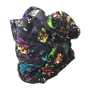 Betsey Johnson NYC Tattoo Print Nylon Pillow Tote, Black Multi