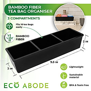 Modern Tea Bag Organizer - Small Bamboo Eco-Friendly Countertop Tea Organizer for Tea Bags - Tea Box Organizer for Hot Tea Storage, Teabag Caddy, Drink Packet Organizer, Kcup Coffee Pod Holder (Black)