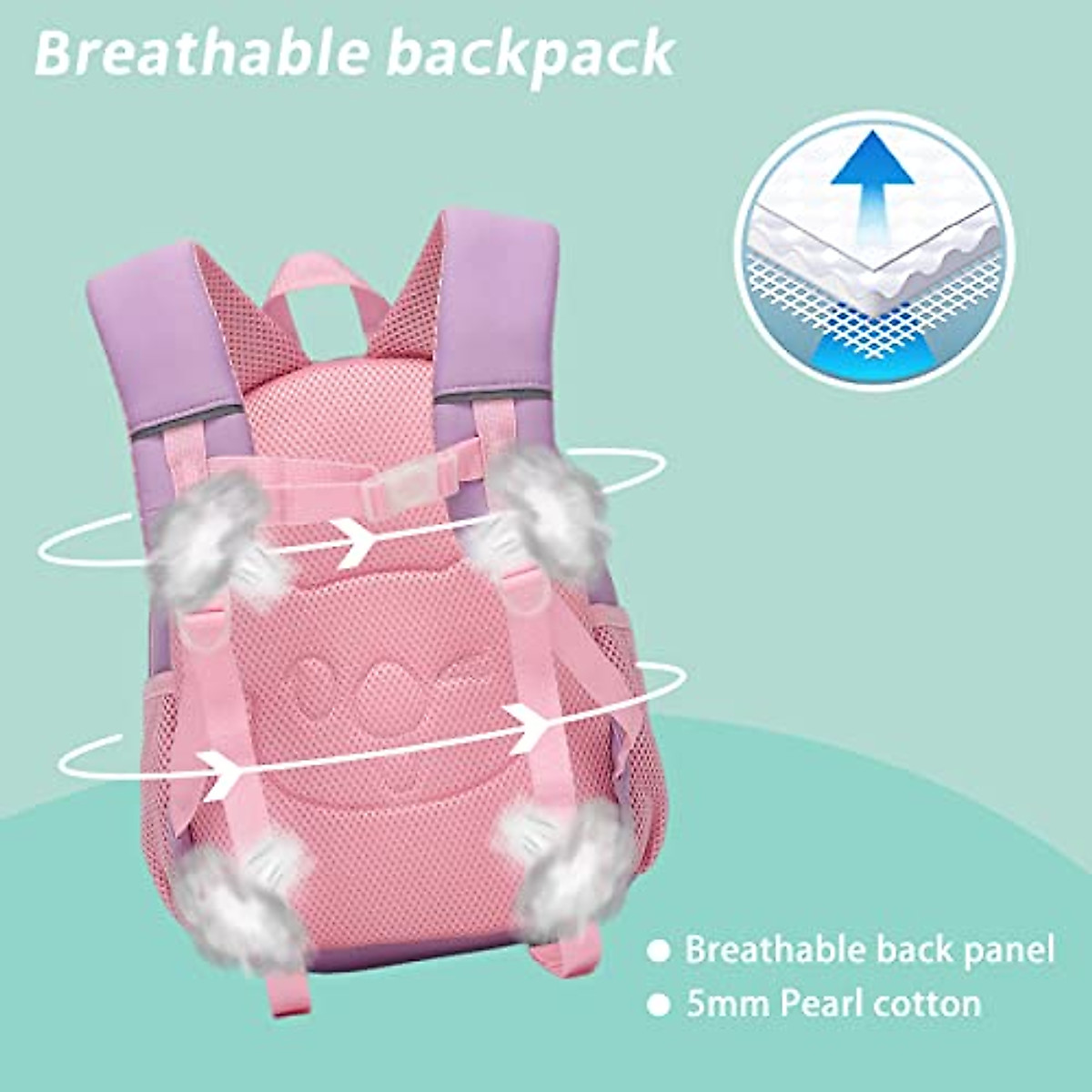 Tanou Toddler Backpack for Girls, 11 Inch Kids Backpacks for Preschool Kindergarten, Cute Cartoon Animal Style School Bag for Little Kids Aged 1-3 Years, Purple Unicorn