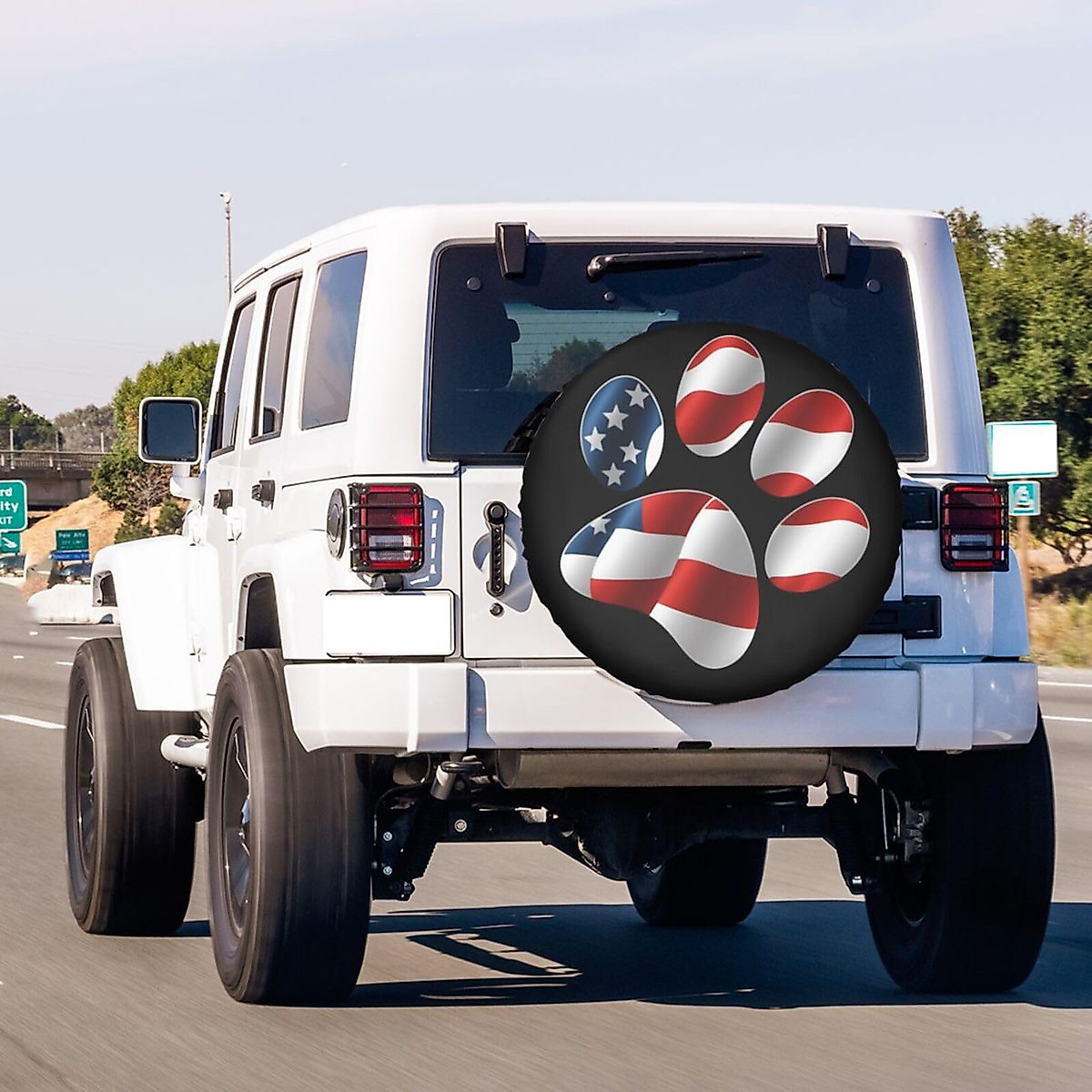 Foruidea Paws Us American Flag Spare Tire Cover Dust-Proof Wheel Tire Cover Fit Trailer, RV, SUV and Many Vehicle 17 Inch