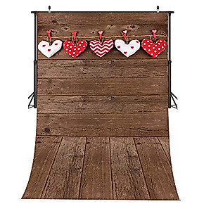 LTLYH 7x5ft Valentine's Day Wooden Board Backdrop Valentine's Day Love Hearts Vintage Wood Plank Backdrop Kid Baby Lovers Girl Photography Decorations Photo Background 091