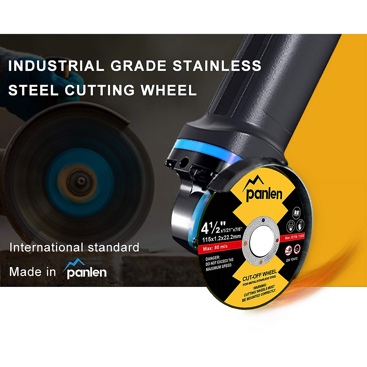 panlen 25 Pack - 4.5" 7/8" Arbor Cut Off Wheels for Metal, Premium Materials Stainless Steel Cutting Wheel, Thin Cut-Off Discs for Angle Grinder