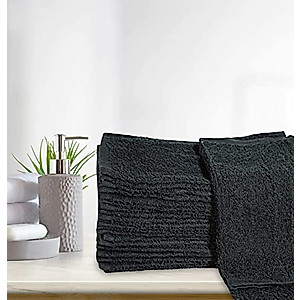 TOALLA 100% Cotton Washcloths 60 Pack|400 GSM|Soft Washcloth for Face|Washcloth Bulk Pack|Washcloth for Body and Face|Highly Absorbent|Fingertip Towel|Washcloth for Bath Room|12 x 12 in|Black
