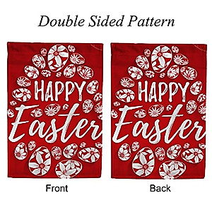 My Little Nest Seasonal Garden Flag Floral Happy Easter White Eggs Vertical Garden Flags Double Sided for Home Farmhouse Yard Holiday Flag Outdoor Decoration Banner 28"x40"