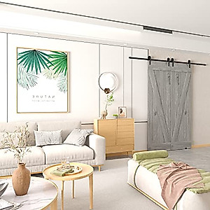 Dondelight 8FT Sliding Barn Door Hardware Track Kit for Double Door, Heavy Duty Modular Sliding Door Track Hardware Set for Interior & Exterior Door