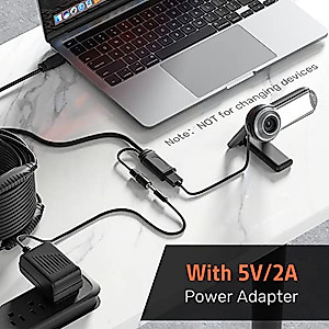 Alxum 50 Feet Active USB Extension Cable 3.0 Male to Female with 2 Extension chipsets Signal Booster, Long USB Extender Cord 15 Meters for Camera,Printer,Webcam,Telescope,Mouse,with 5V2A Power Adapter