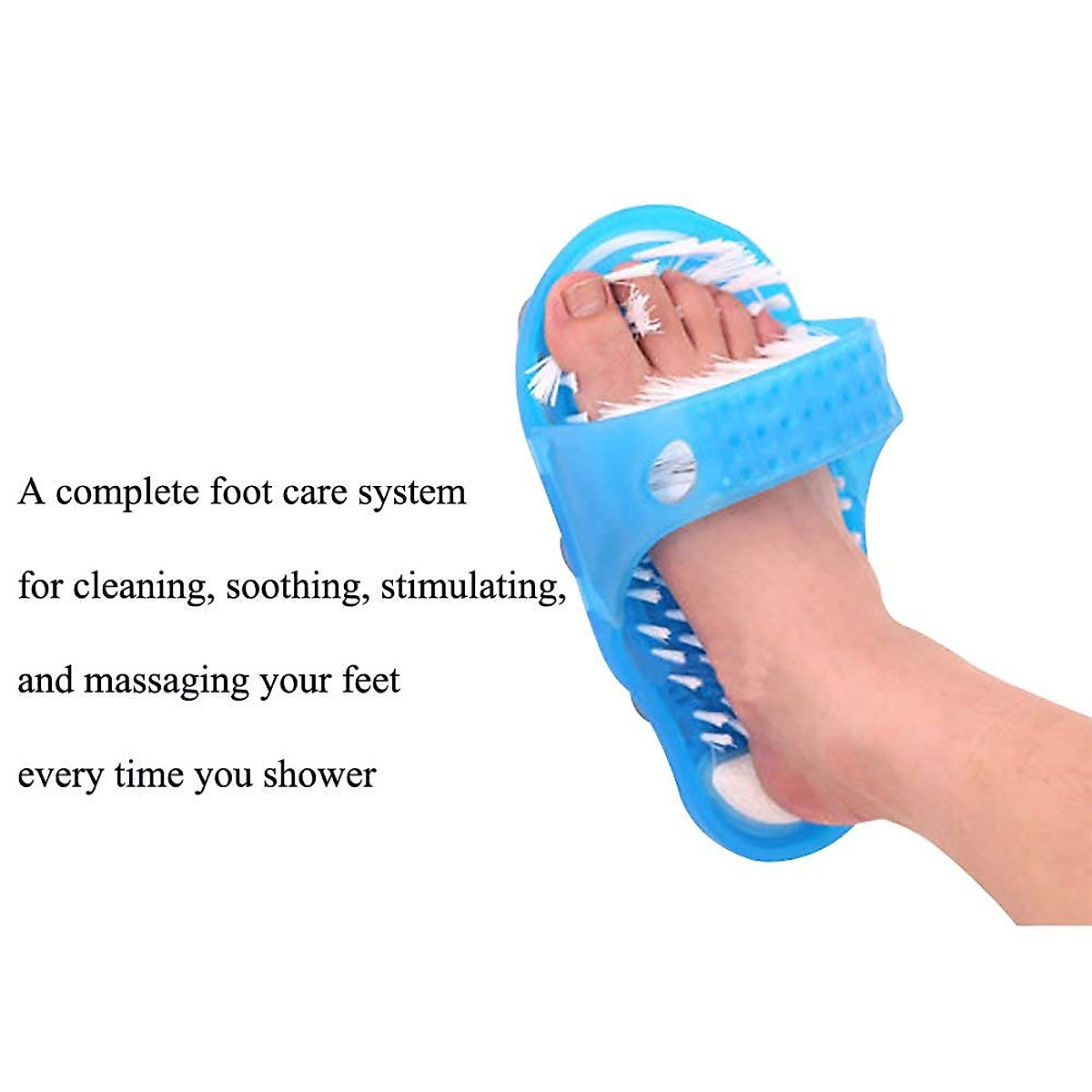 Messar Bathroom Shower No Bending Feet Brush Foot Cleaning Bristle Slipper Washer Bath Scrubber Massager Stick on Floor