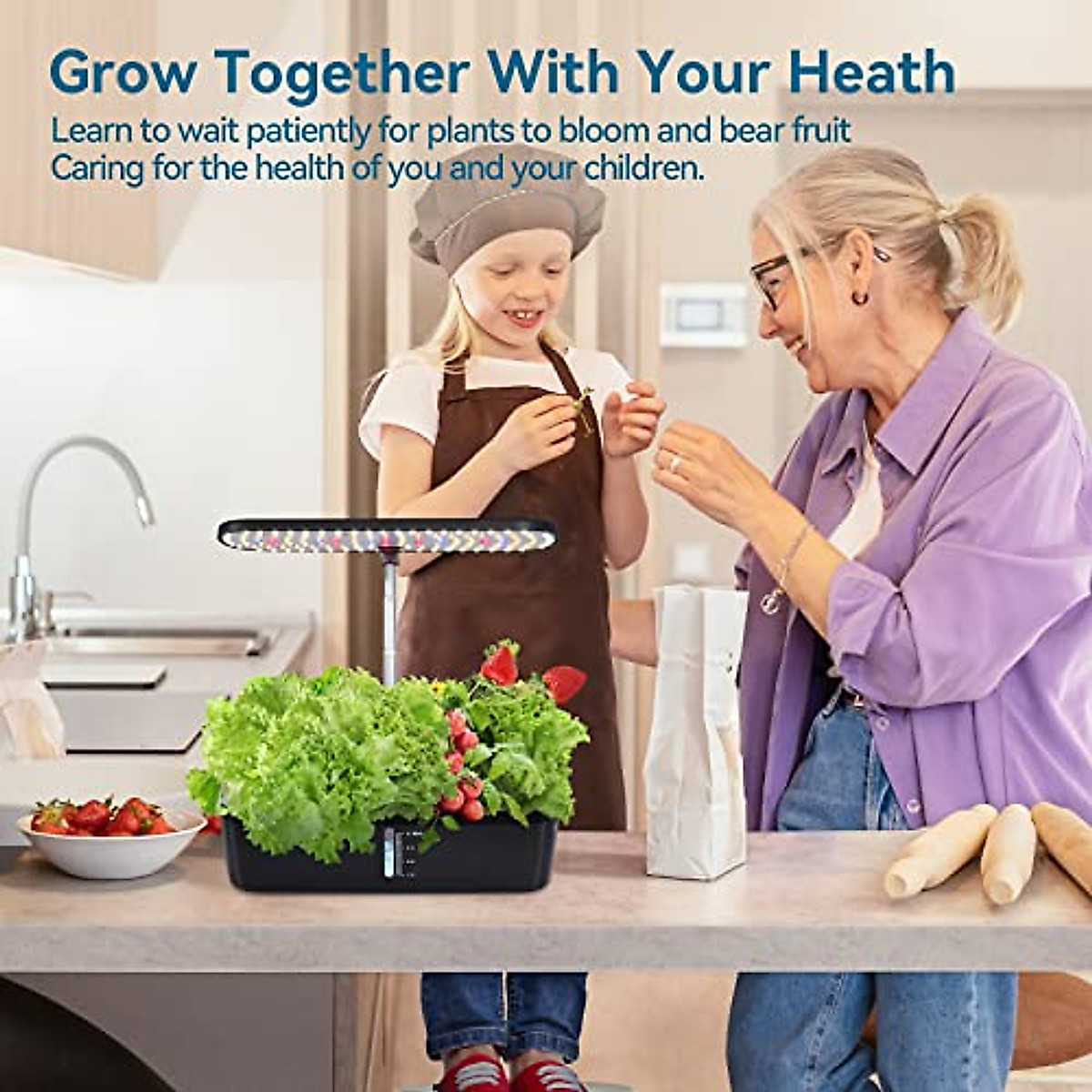 KioGro Hydroponics Growing System, 12 Pods Herb Garden Kit Indoor with 139 LED Grow Light Gardening System, Automatic Timer, Height Adjustable, 4L Water Tank for Home