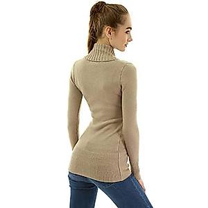 AmélieBoutik Women Shawl Collar Faux Wrap Lace Up Long Sleeve Sweater (Deep Beige X-Small)