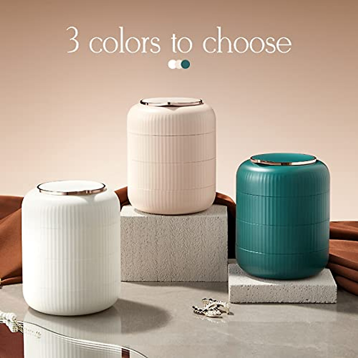 OHFOUL Jewelry Holder Organizer,Jewelry Box,Jewelry Tray,Jewelry Boxes for Men Women,4 Layer Rotating Storage Case with Lid for Rings,Accessory Bracelets Holder Gifts for Girls Womens - white