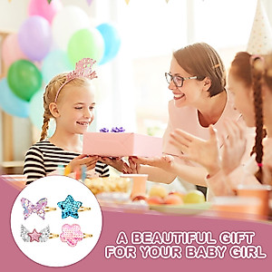 Chuangdi 24 Pieces Hair Clips Shiny Star Crown Heart Butterfly Rabbit Unicorn Shaped Hair Barrettes Cute Hair Clips Metal Snap Hair Pins Glitter Hair Styling Accessories