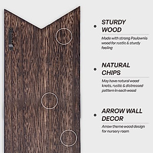 Dream Big Little One Sign - 2 Pcs Nursery Wall Decor, Moon Star Boy Girl Nursery Room Decor, Rustic Wooden Arrow Playroom Sign - Gender Neutral Woodland Decor, 14 X 5 inch, Brown