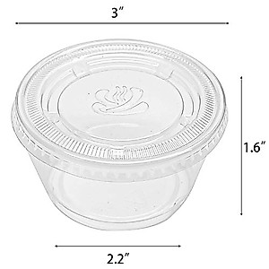 Hedume 300 Sets 4oz Portion Cups with Lids, BPA-free Clear Disposable Plastic Cups for Souffle, Jello, Meal Prep, Portion Control, Salad Dressing, Slime, Condiment Container
