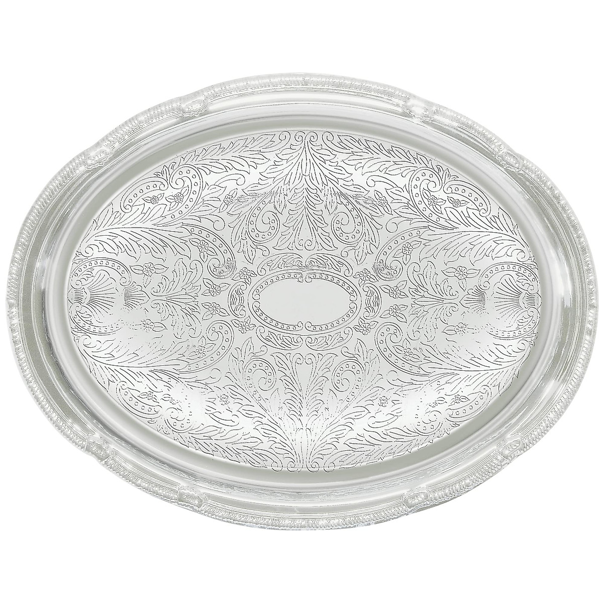 Winco CMT-1014 0.5mm Oval Tray, 14-Inch by 10-Inch, Chrome,Medium