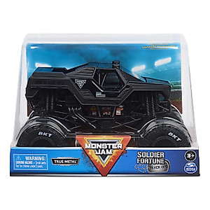 Monster Jam Official Soldier Fortune Truck, Retro Soldier Fortune Black Ops Collector 1:24 Scale Die-Cast Vehicle - Chrome Rims & BKT Tread Tires, Use In All Playsets - Collectible For Fans & Birthday