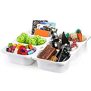 Elsjoy Set of 6 Plastic Storage Bins, White Organizer Bins Small Cubby Bins, Stackable Storage Container Shelf Basket for Classroom, Cubbies
