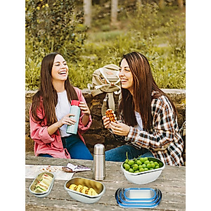 Lunememo Nest Stainless Steel Food Storage Containers, Airtight Metal Lunch Box Set with Lockable Leakproof Lids, BPA Free, 6-Piece