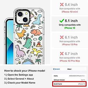MOSNOVO Compatible with iPhone 13 Case, Cute Dinosaur [ Buffertech Impact ] Shockproof Protective Transparent TPU Bumper Clear Phone Case Cover Designed for iPhone 13 6.1"