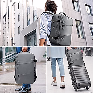 HOMIEE Carry On Bag, Travel Backpack Flight Approved Personal Item Size, Waterproof Luggage Daypack Lightweight Weekender Bag Business Backpack Fits 15.6 Inch Laptop, Grey