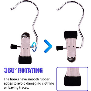 (12PCS) Laundry Hanging Hooks with Clips Boot Hanger Heavy Duty Clothes Pins, Portable Metal Drying Clip for Bras, Socks, Towels, Underwear