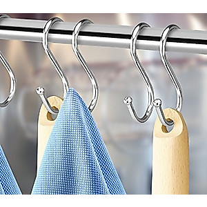 WKTRSM 20 Pack 3 Inches S Shaped Hooks Heavy-Duty Stainless Steel Metal Hangers Hanging Hooks Pan Pot Holder Rack Hooks for Kitchenware Pots Utensils Clothes Bags Towels Plants