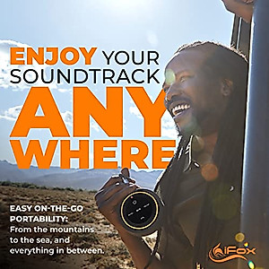 iFox Portable Bluetooth Shower Speaker, IPX7 Waterproof Outdoor Wireless Speaker, Built-in Mic, Carabiner, Beach, Camping, Hiking, Pool, Great Gift, Black/Gold