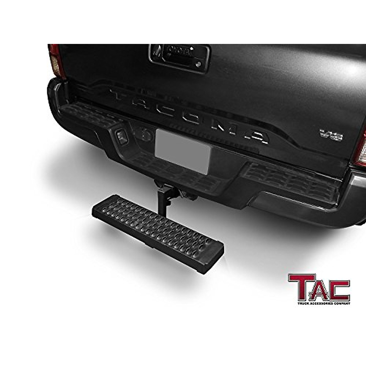 TAC Hitch Step Compatible with 2" Rear Hitch Receiver 7.3" Width with 6" Drop SUV Pickup Truck Van Bumper Protector Universal Aluminum Black (Hitch Pin and Clip Included)