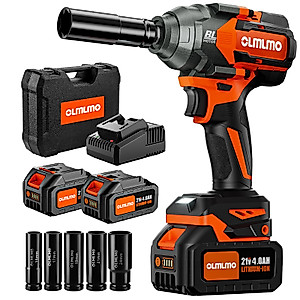 olmlmo 1/2 Inch Max 1000nm Cordless Impact Wrench, Zinc Alloy