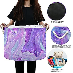 ALAZA Marble Purple Tie Dye Storage Box Toy Basket Laundry Storage Organizer Bins with Handles Large Baskets for Living Room Nursery Decor