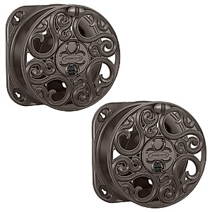 Suncast Sidewinder Side Scroll 60 Foot Hose Capacity Resin Decorative Wall Mount Hose Reel, Bronze (2 Pack)