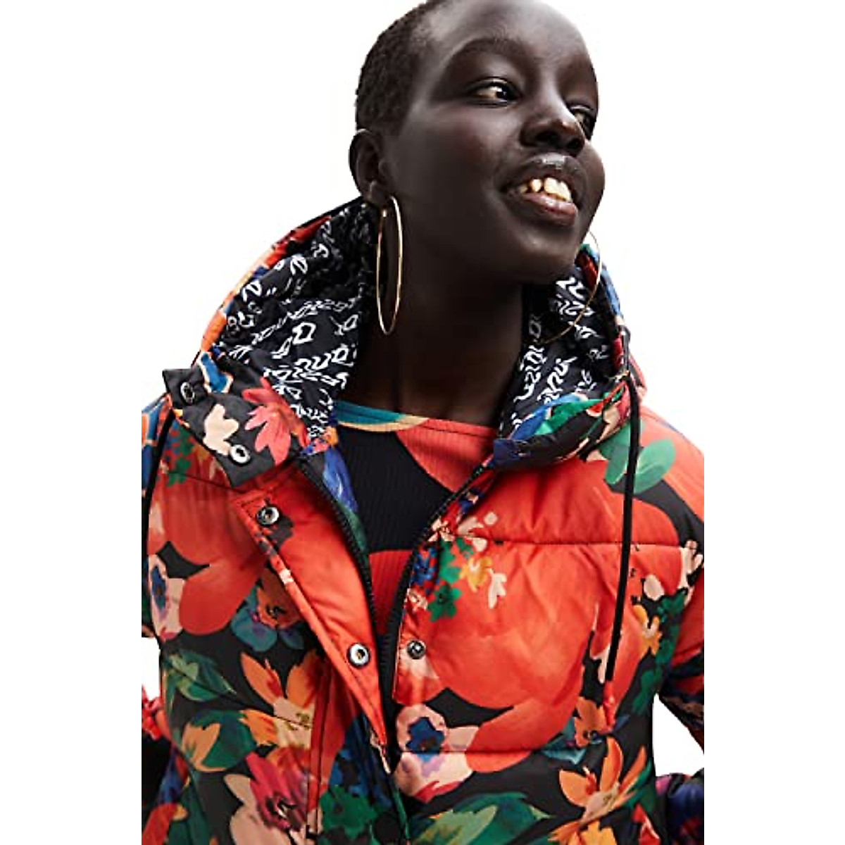 Desigual Women's Padded Short Overcoat, Material Finishes, XS