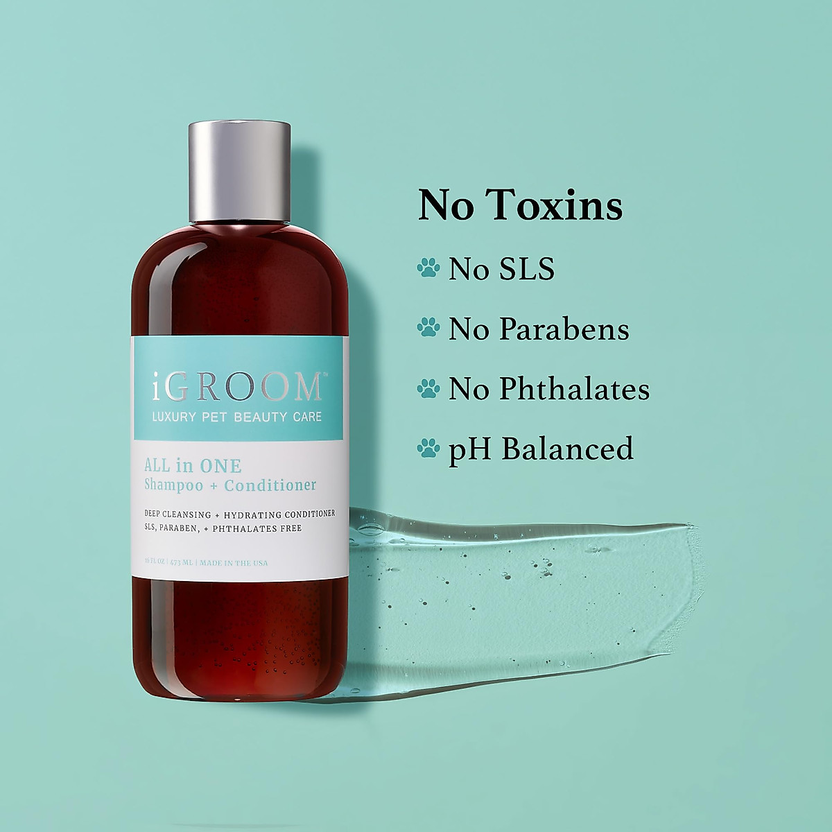 iGroom All-in-One Dog Shampoo + Conditioner, Luxury Pet Beauty Care, Deep Clean All Coat Types, Hydrate and Condition Coat, Made in The USA, 16 oz