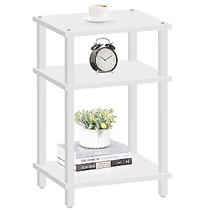 TUTOTAK End Table, Side Table, Nightstand, 3-Tier Storage Shelf, Sofa Table for Small Space, Living Room, Bed Room TB01BW049