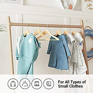 SONGMICS Kid’s Coat Hangers and Pants Hangers Bundle, 20-Pack Solid Wood Hangers with Shoulder Notches, 12-Pack Pants Hangers with Adjustable Clips, Natural UCRW06NL and UCRW008-12