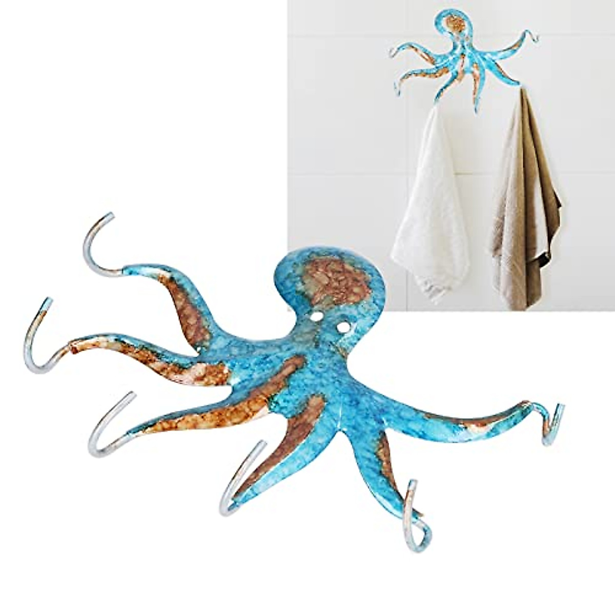 Octopus Key Holder, Unique Shape Iron Octopus Hook,Metal Hooks Wall Mounted Iron Octopus Hook,Space Saving Metal Hooks for Bedroom Bathroom Kitchen, Octopus Key Holder, Unique Shape Iron Octopus