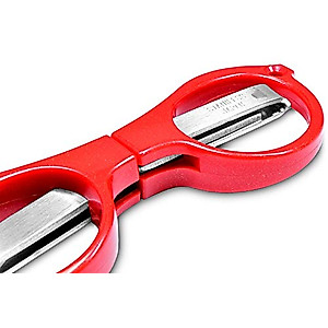 Seki Japan Folding Safety Scissors, Stainless Steel Blade Glasses Shear, Red Plastic Handle with Key Chain, for Fabric, Embroidery, Arts Crafts