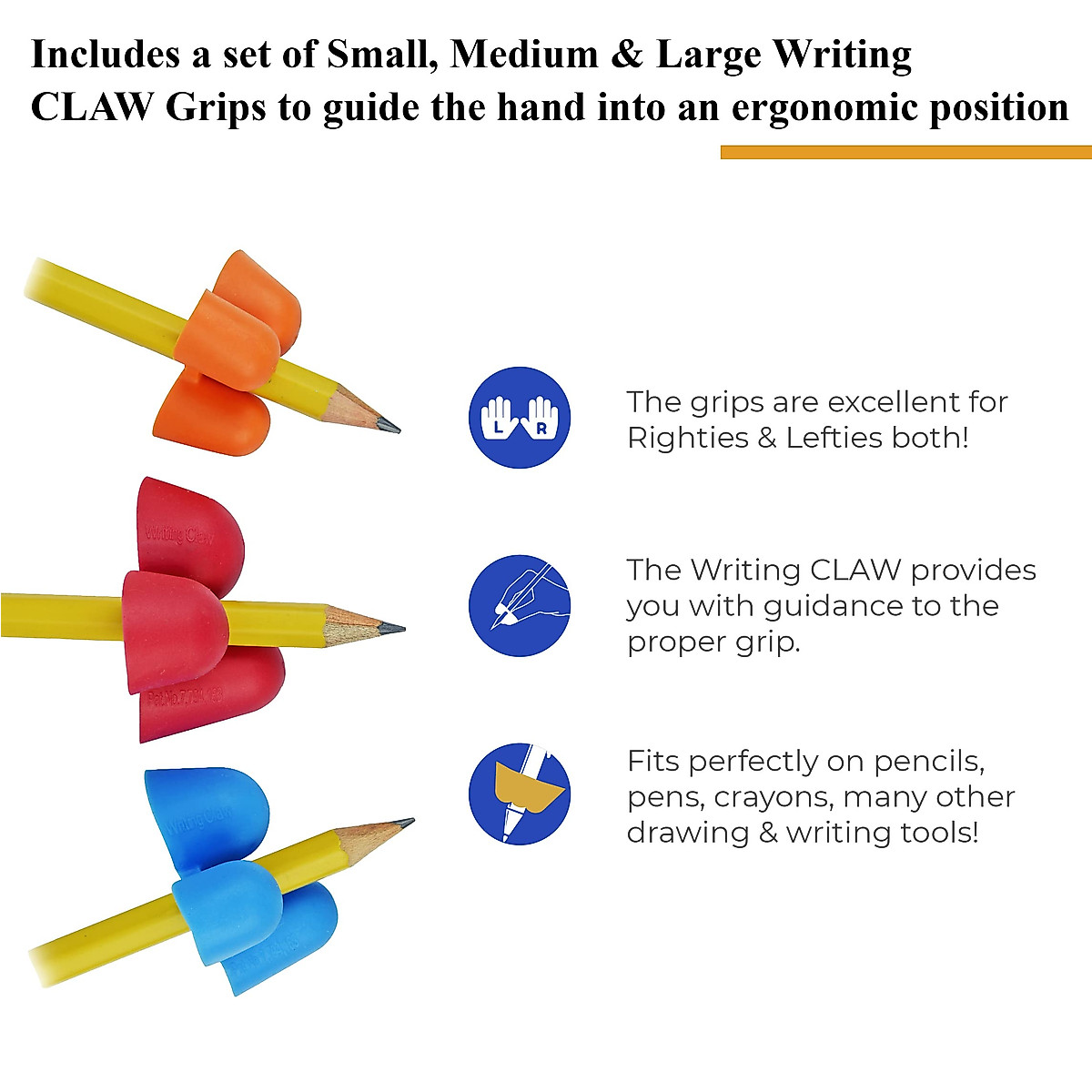 The Pencil Grip Writing CLAW, Sample Pack, 2 Each of Three Sizes - TPG-21123