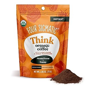 Four Sigmatic Organic Mushroom Coffee | Arabica Instant Coffee with Lion's Mane, Chaga and Rhodiola | Mushroom Coffee Instant Mix for Better Focus and Immune Support | 30 Serving Canister