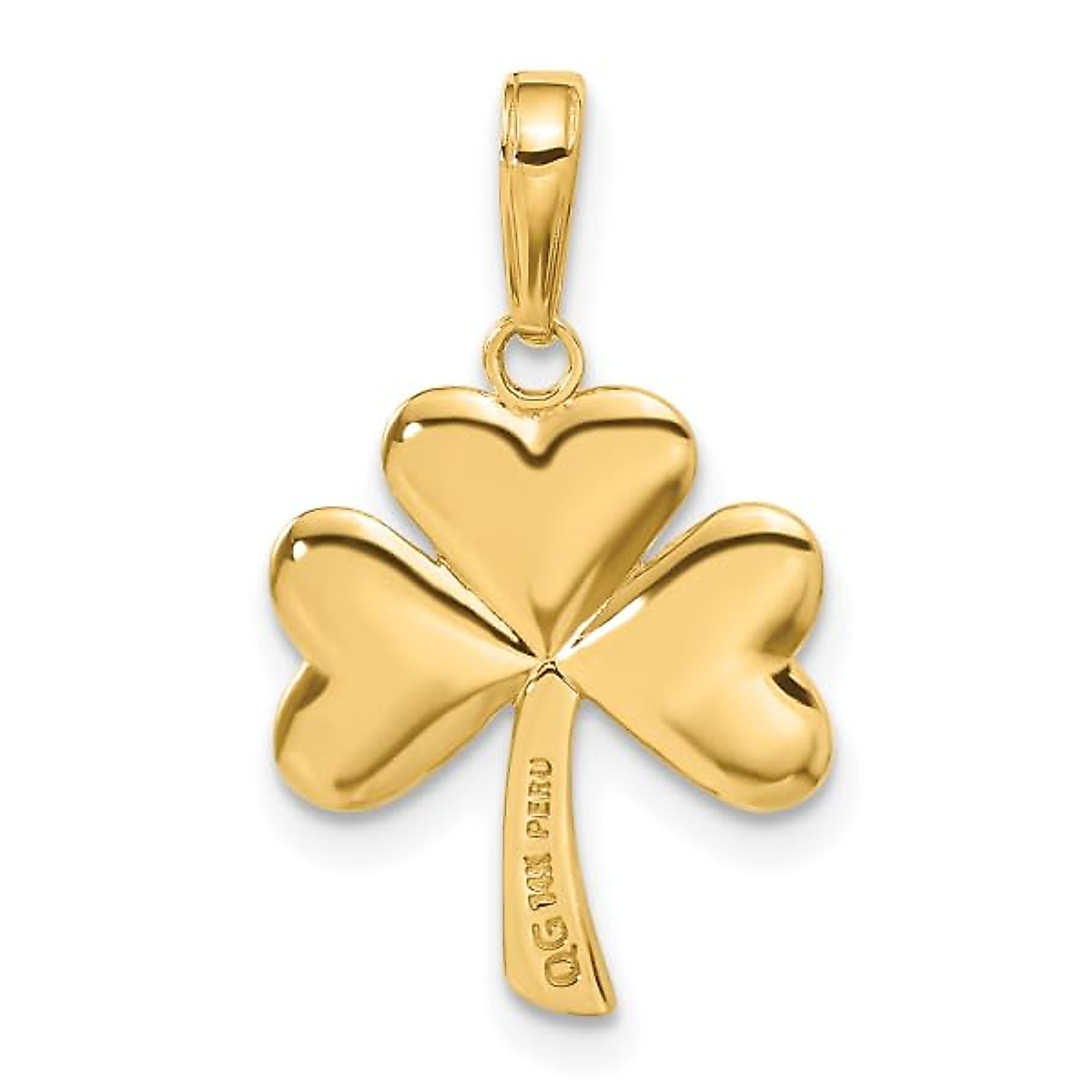 IceCarats 14K Yellow Gold Lucky Clover Leaf Shamrock Flower Necklace Heart Claddagh Celtic Charm Pendant Irish Jewelry 25mm x 15mm Only