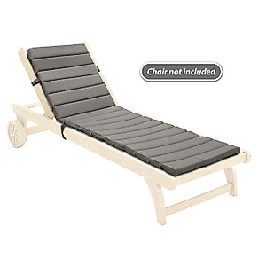 JCA Outdoor All-Weather Patio Chaise Lounge Chair seat Cushion with Quick Drying Olefin Fabric & high Density Filler for Your Chair -Chair not Included (Mulch Charcoal Grey)