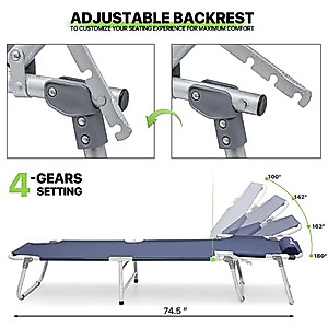 Magshion Ultralight Folding Tent Camping Cot Bed with Pillow Portable Design Comfort Small Collapsing Sleeping Bed Outdoor Traveling Picnic for Adults, Navy