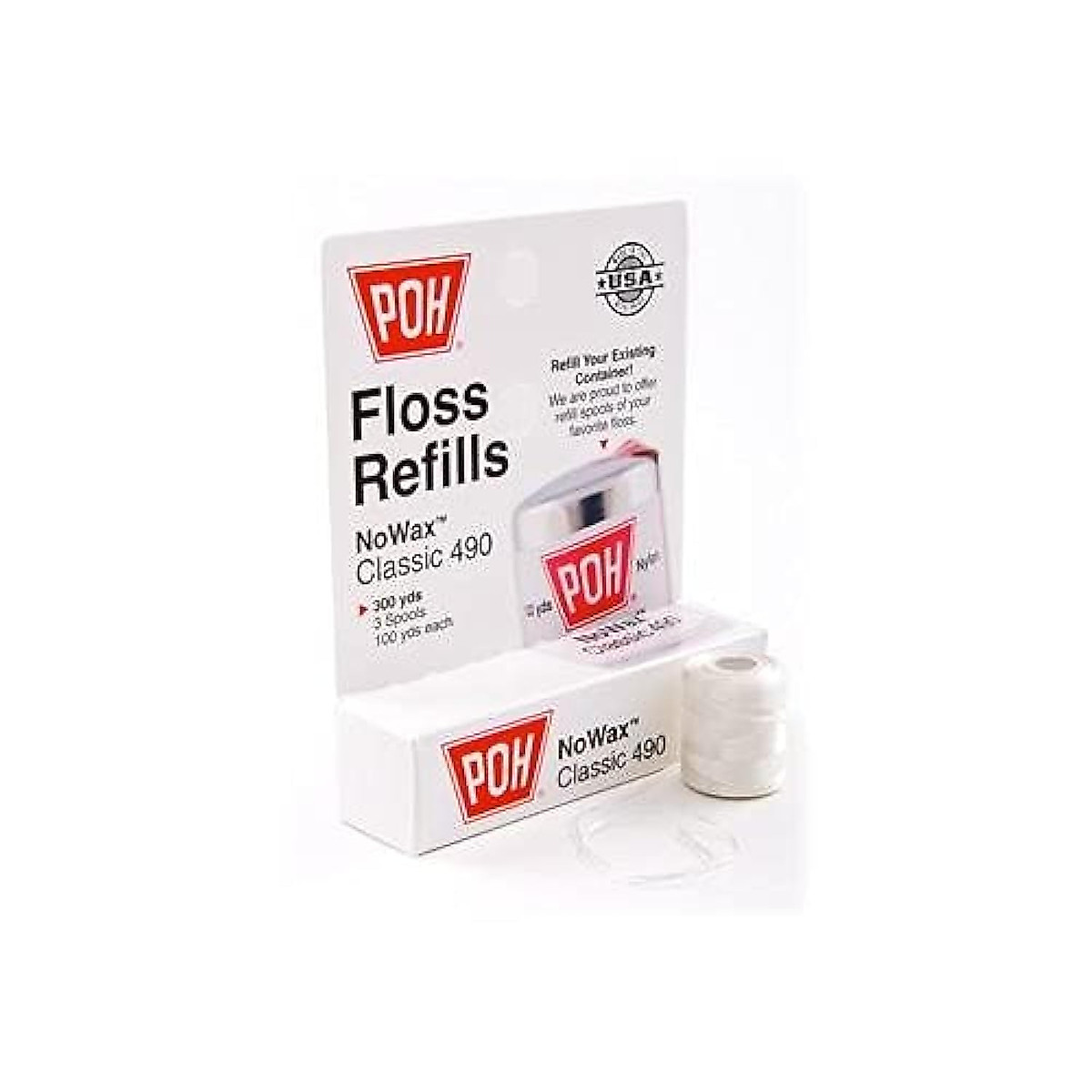 POH Floss Refills NoWax Classic 490 300yds (3 Spools, 100yds each)