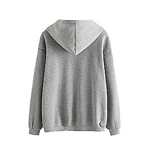 SweatyRocks Women's Casual Heart Print Long Sleeve Pullover Hoodie Sweatshirt Tops Grey XL