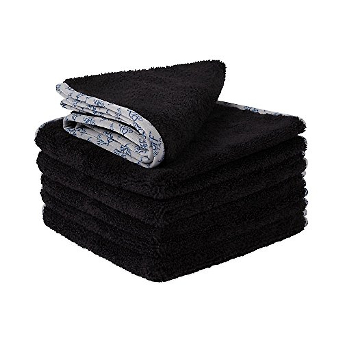 MW Pro Microfiber Car Towels (16"x 16") | 400 GSM | 80/20 Blend | Tagless | Soft Satin Piped Edges | All-Purpose Auto Detailing - Wax, Buff, Polish, Wash, Dry | 6 Pack (Black)