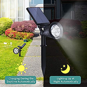 Nekteck Solar Lights, 2-in-1 Solar Spot Lights Outdoor, Waterproof Solar Powered Landscape Spotlights, Bright and Dark Sensing, Auto On/Off for Yard, Pathway, Garden, Driveway (2 Pack, Warm White)